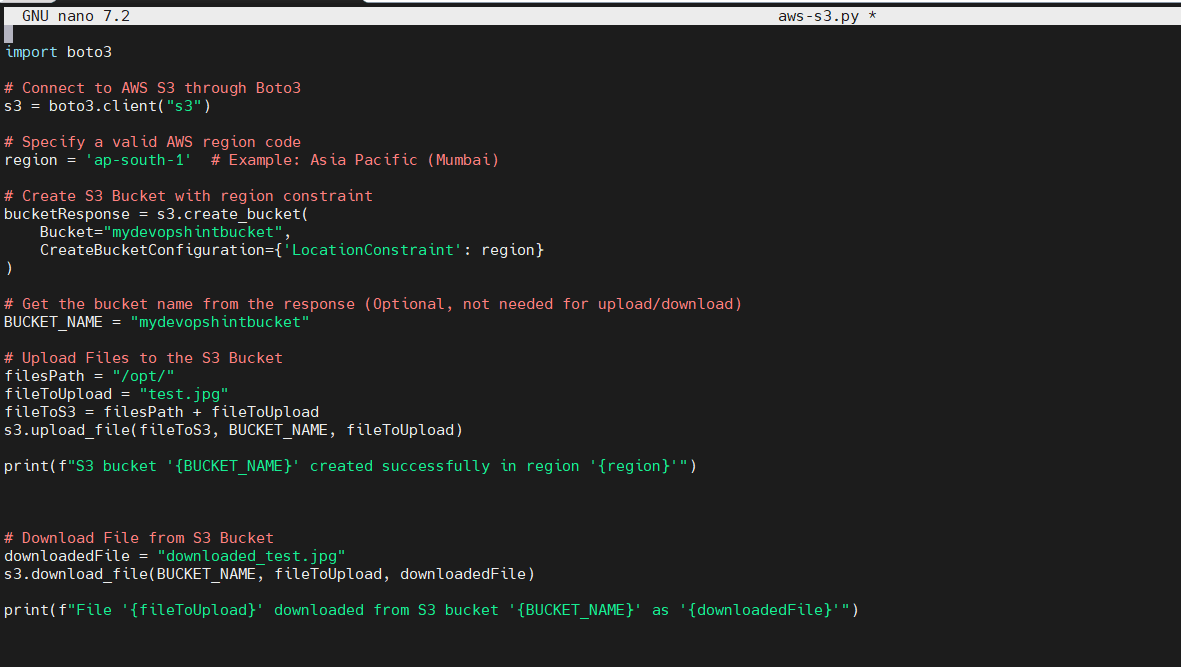 Python with AWS -Create S3 bucket, upload and Download File using Boto 3
