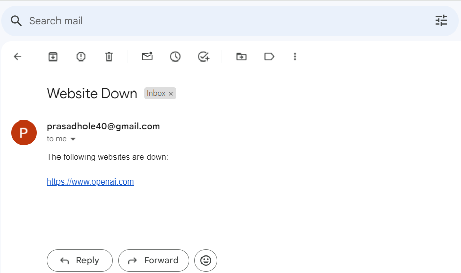 Shell Script to send email if website down