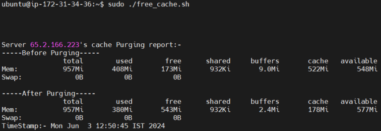 Shell Script to Purge System Caches in Linux